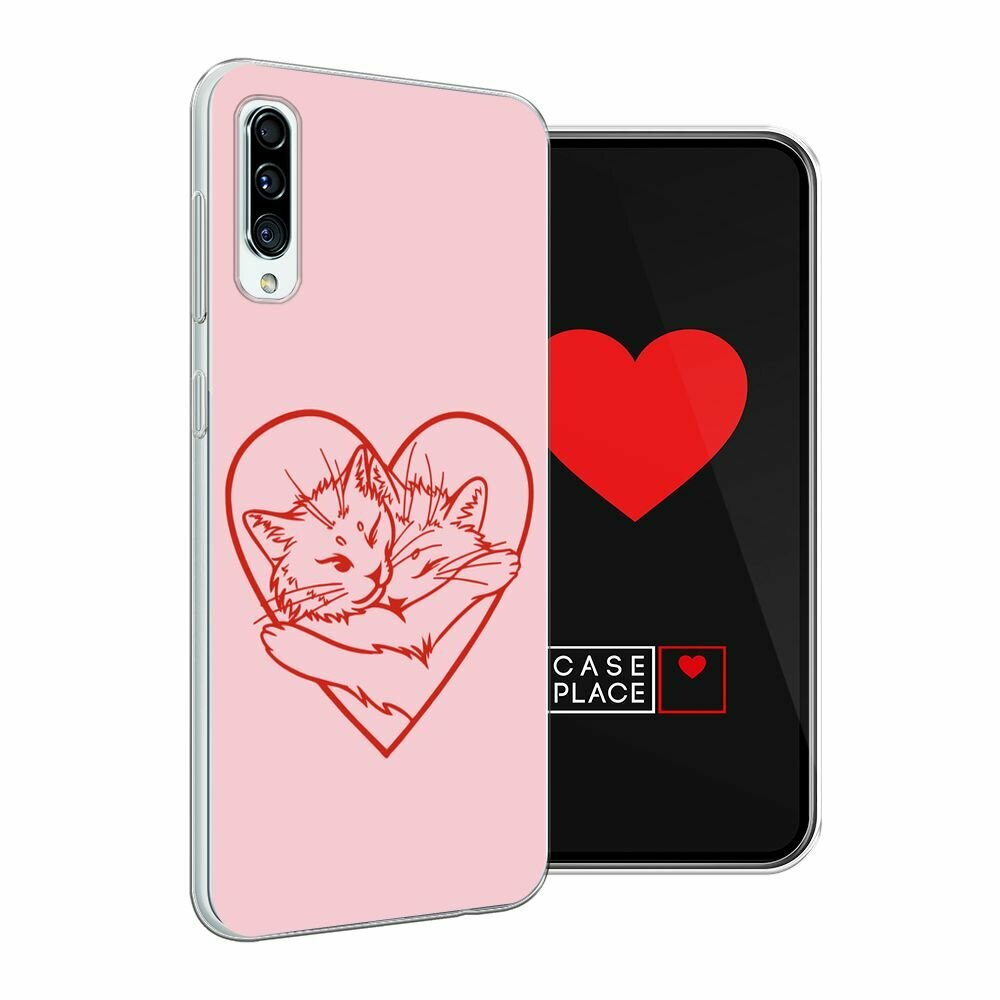 Чехол на Samsung Galaxy A50/A30s / Самсунг Галакси A50/A30s с принтом "Влюблённые котики рисунок 1 - 14 февраля" — фото 1