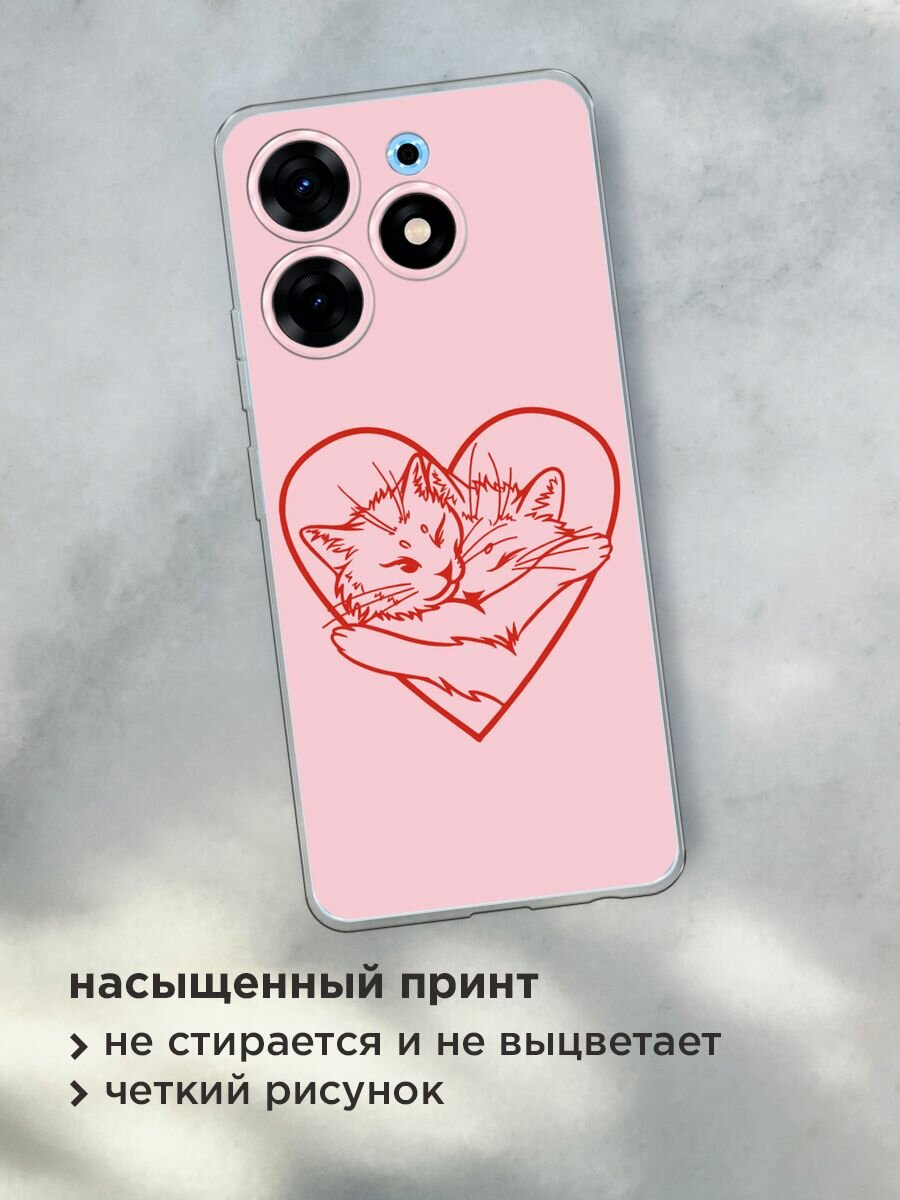 Чехол на Tecno Spark 10 Pro / Текно Спарк 10 Про с принтом "Влюблённые котики рисунок 1 - 14 февраля" — фото 1