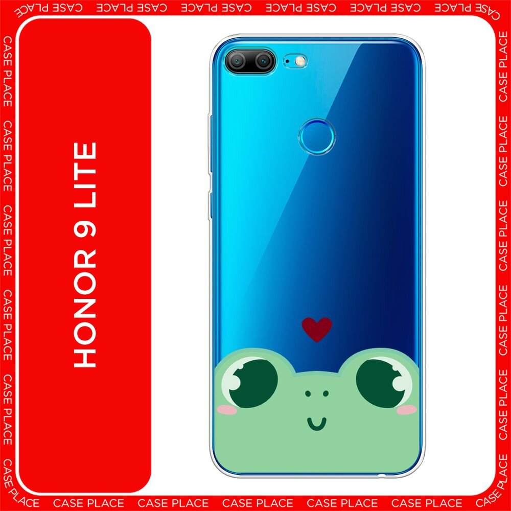 Чехол на Honor 9 Lite / Хонор 9 Лайт с принтом "Влюблённая лягушка - 14 февраля", прозрачный