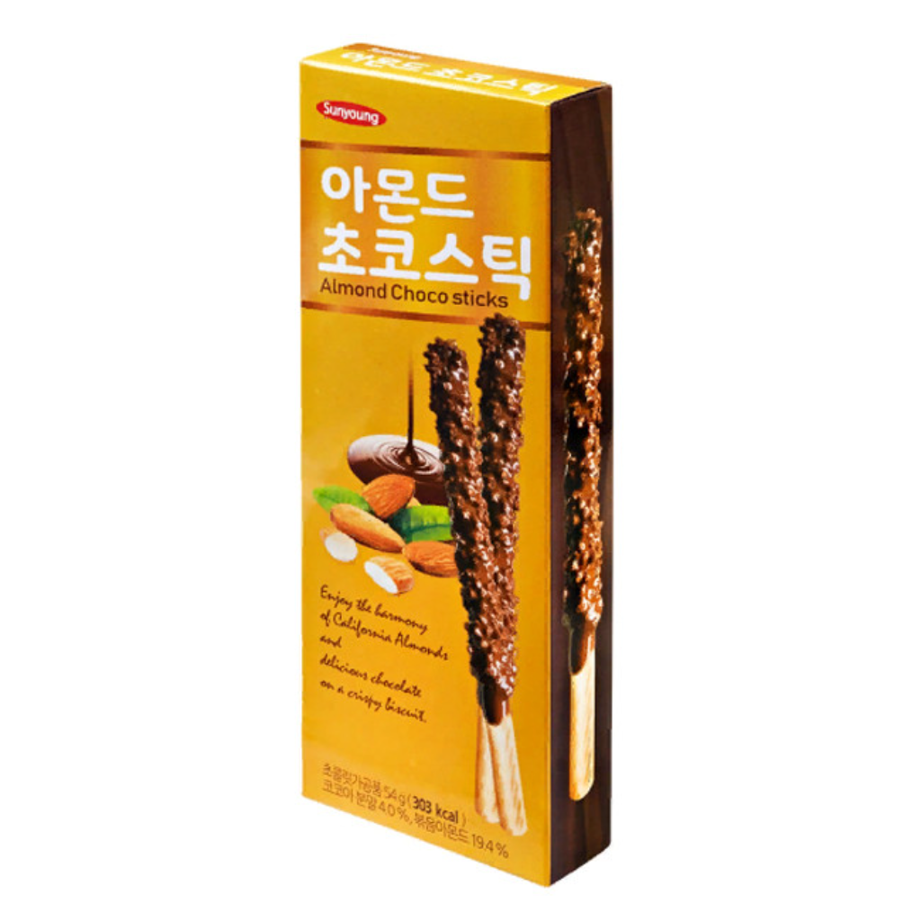 Печенье-палочки Sunyoung шоколадные с миндалем 54 г, Южная Корея