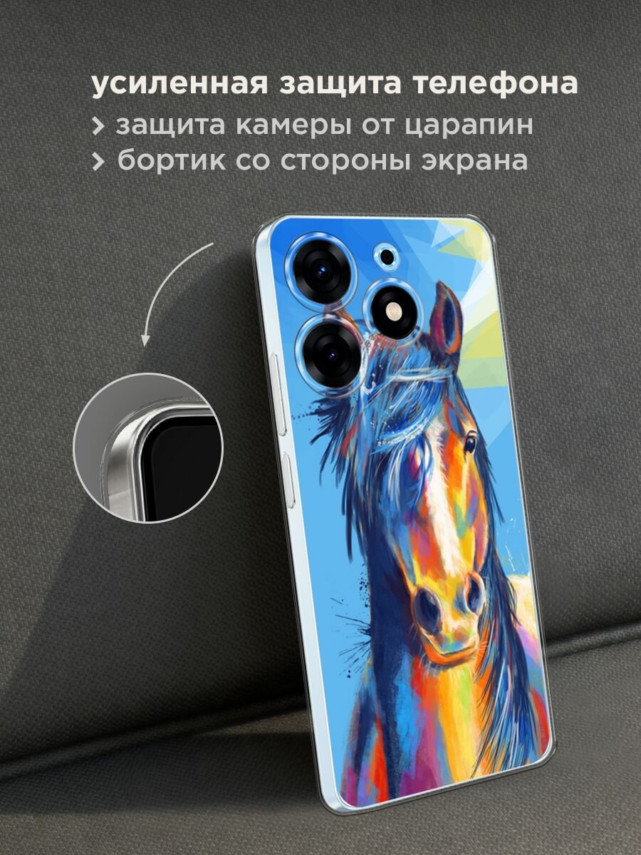 Чехол на Tecno Spark 10 Pro / Текно Спарк 10 Про с принтом "Лошадь арт 3" — фото 1