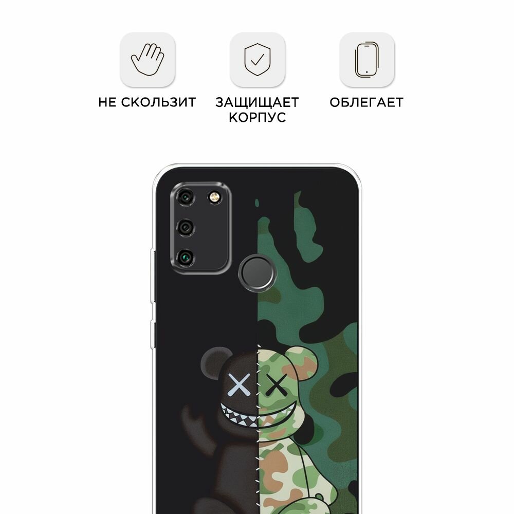 Силиконовый чехол на Honor 9A / Хонор 9А с принтом "KAWS 23 февраля 1" — фото 1