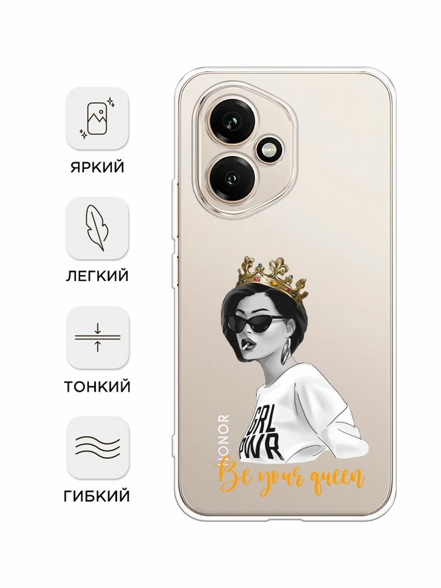 Чехол на Honor 400 / Хонор 400 с принтом Be your Queen, прозрачный — фото 1
