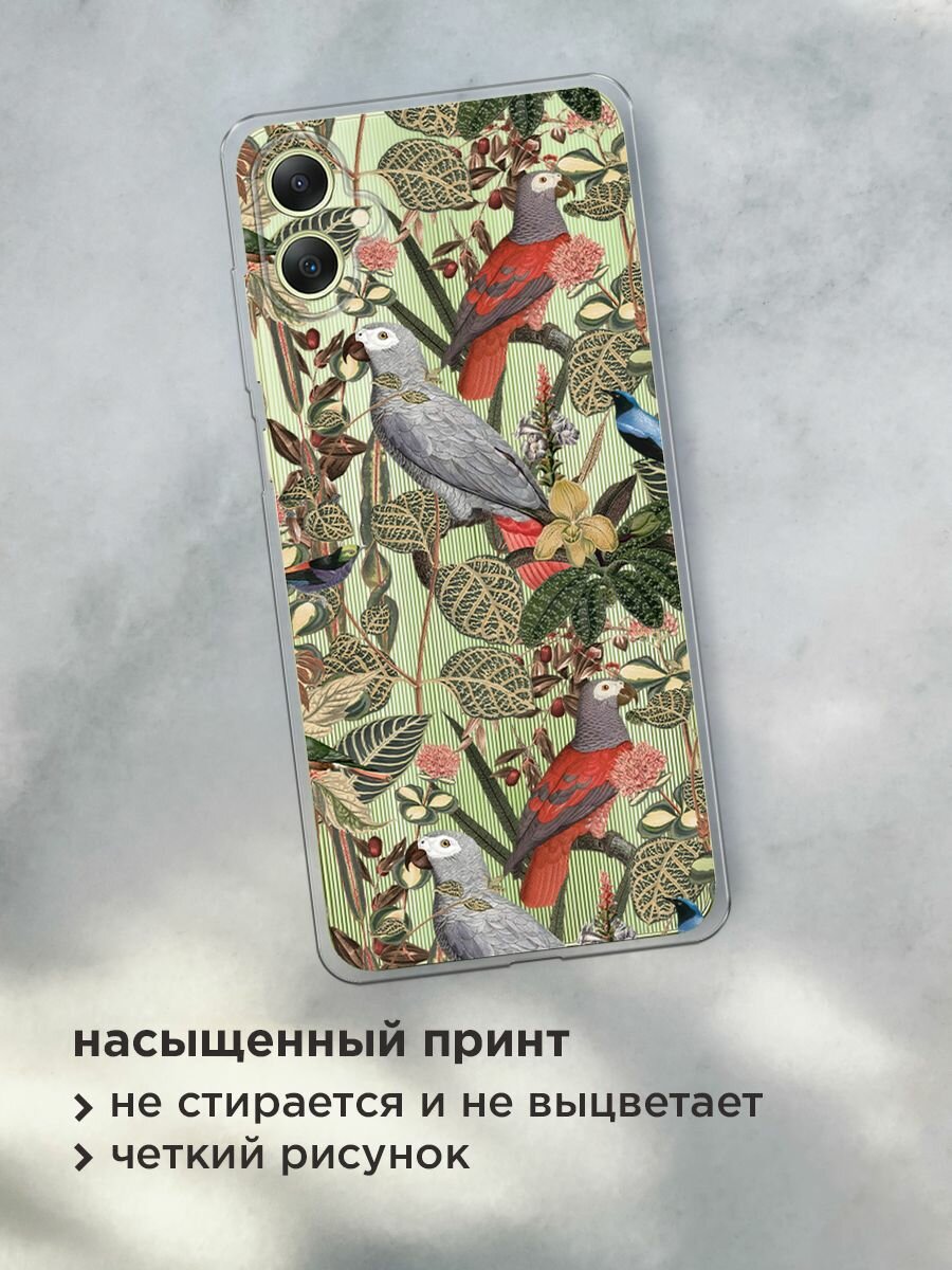 Чехол на Samsung Galaxy A06 / Самсунг Галакси А06 с принтом "Tropical pattern", прозрачный — фото 1