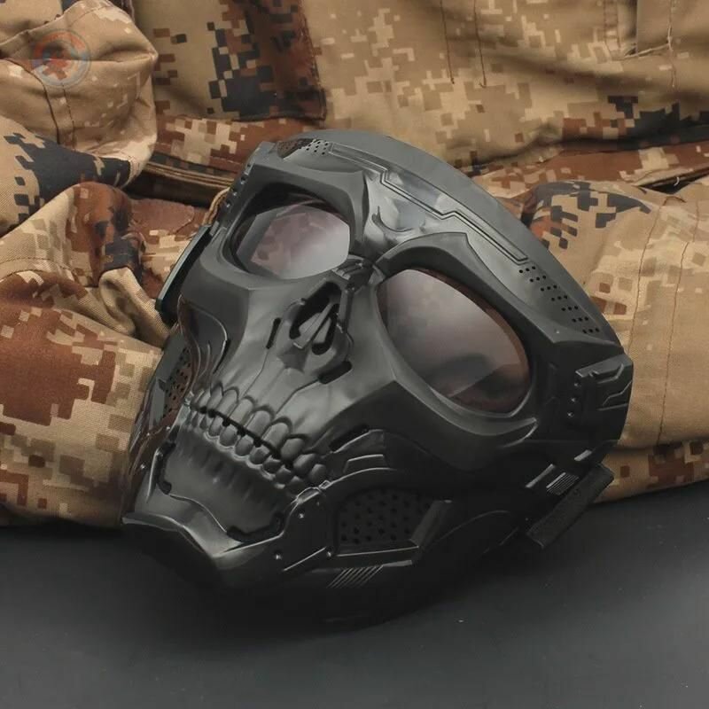 Маска для пейнтбола тактическая, защита лица и глаз, универсальный размер, черный/зеленый/хаки, для активных игр и тренировок