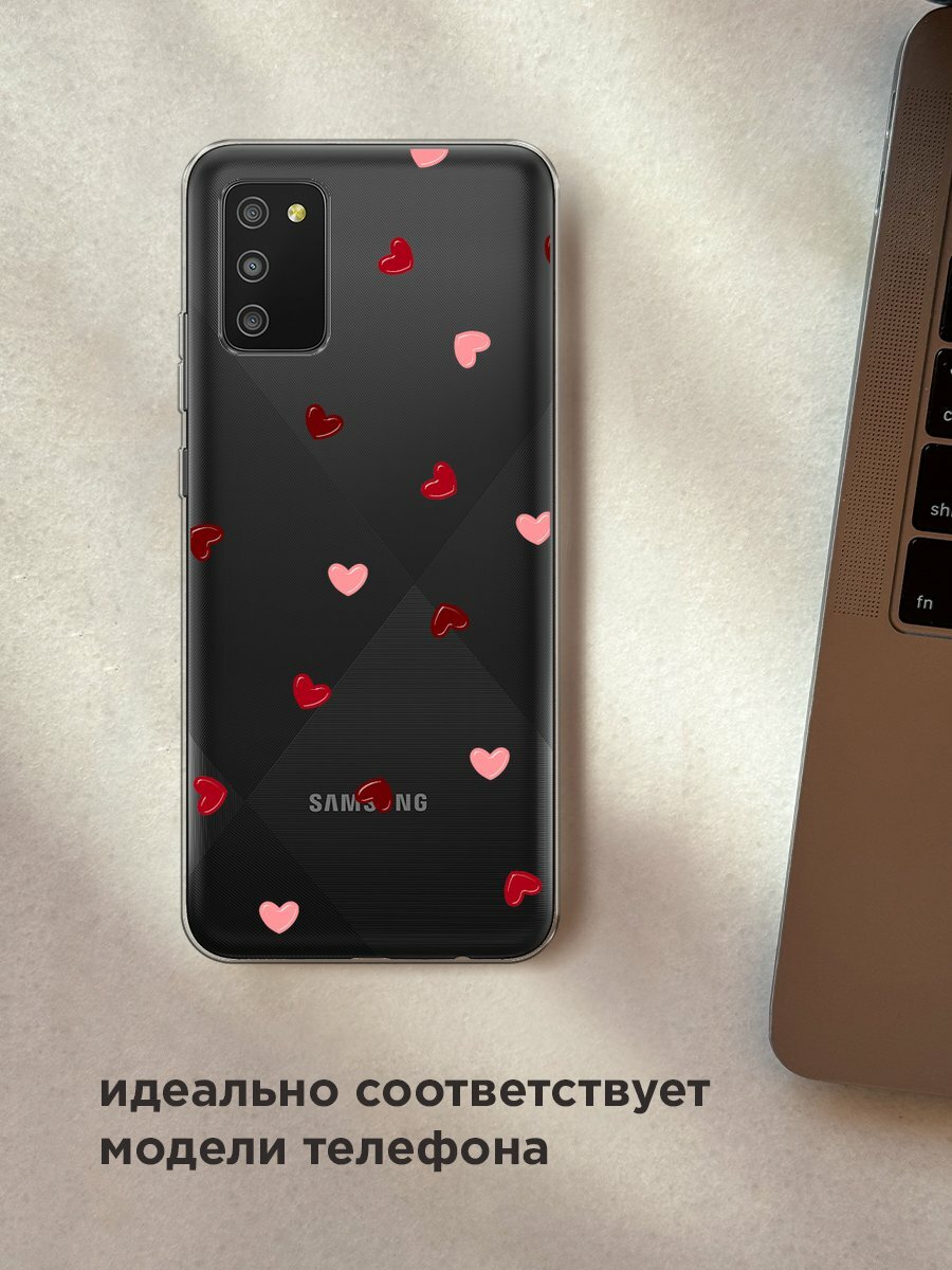 Чехол на Samsung Galaxy A02s / Самсунг Галакси A02s с принтом "Бордовые сердечки 2" — фото 1
