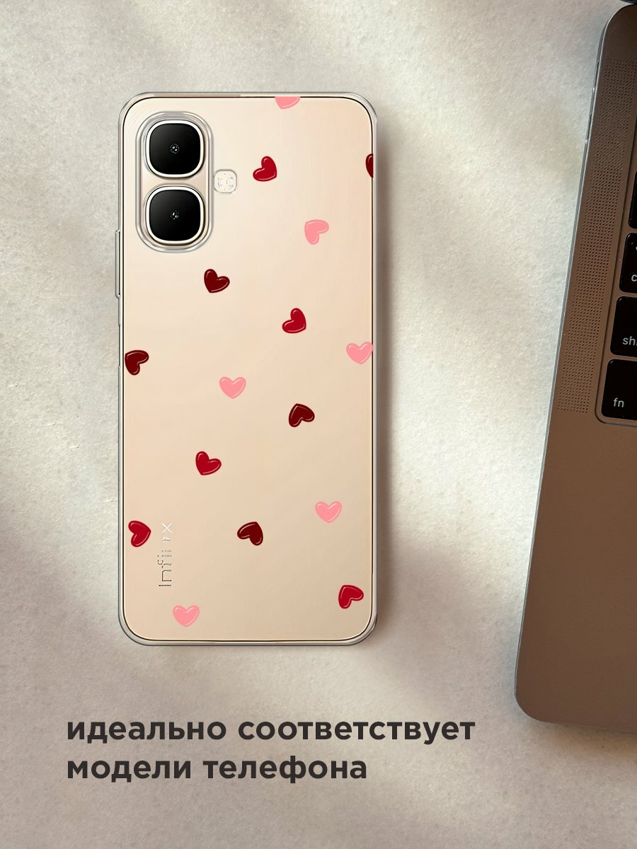 Чехол на Infinix Smart 10 / Инфиникс Смарт 10 с принтом "Бордовые сердечки 2" — фото 1