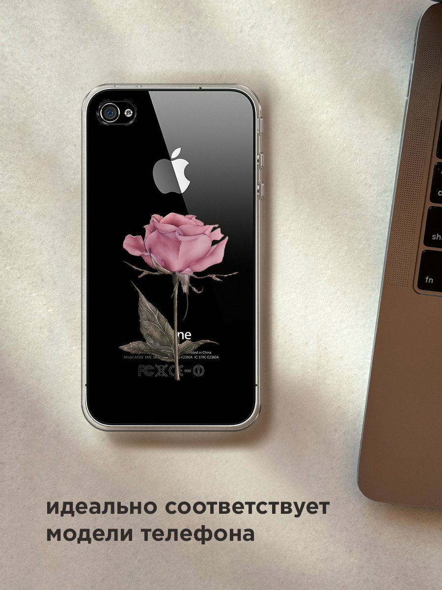 Чехол на Apple iPhone 4/4S / Айфон 4/4S с принтом "Меланхоличная роза", прозрачный — фото 1
