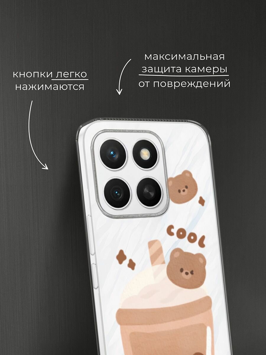 Чехол на Honor X8c / Хонор X8c с принтом "Кофе 2", прозрачный — фото 1