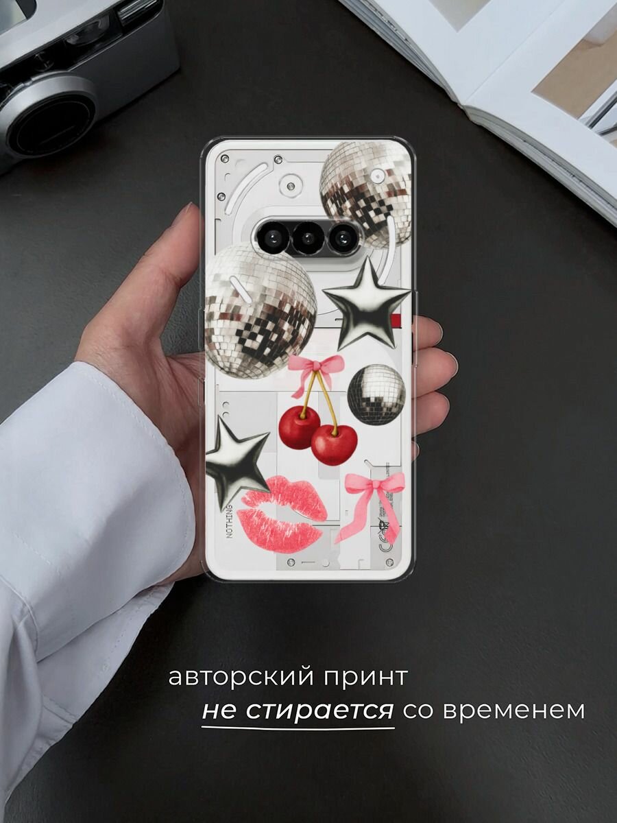 Чехол на Nothing Phone 3a / Нотинг Фон 3а с принтом "Стильная подборка", прозрачный — фото 1