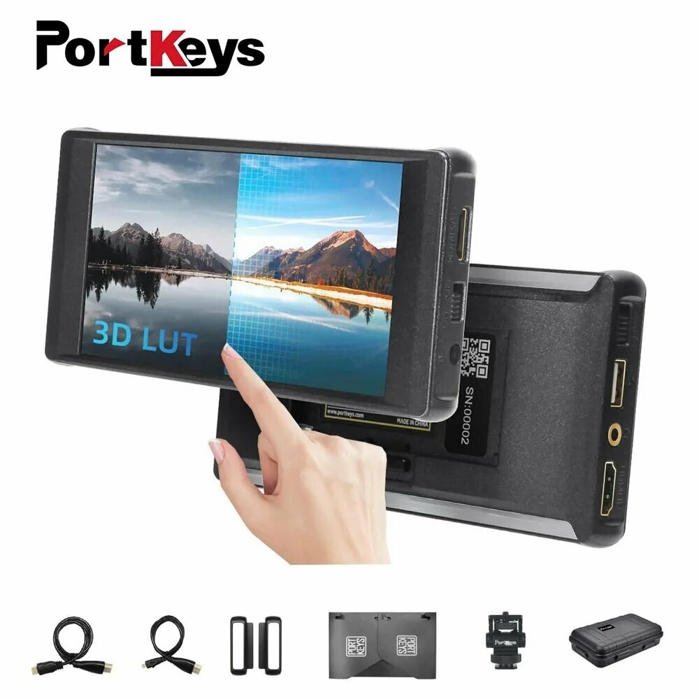 Портативный HDMI-монитор для прямых трансляций с зеркальных камер Portkeys PT6 с диагональю 5,2 дюйма, сенсорным экраном 3D LUT, яркостью 1920*1080, яркостью 600 нит