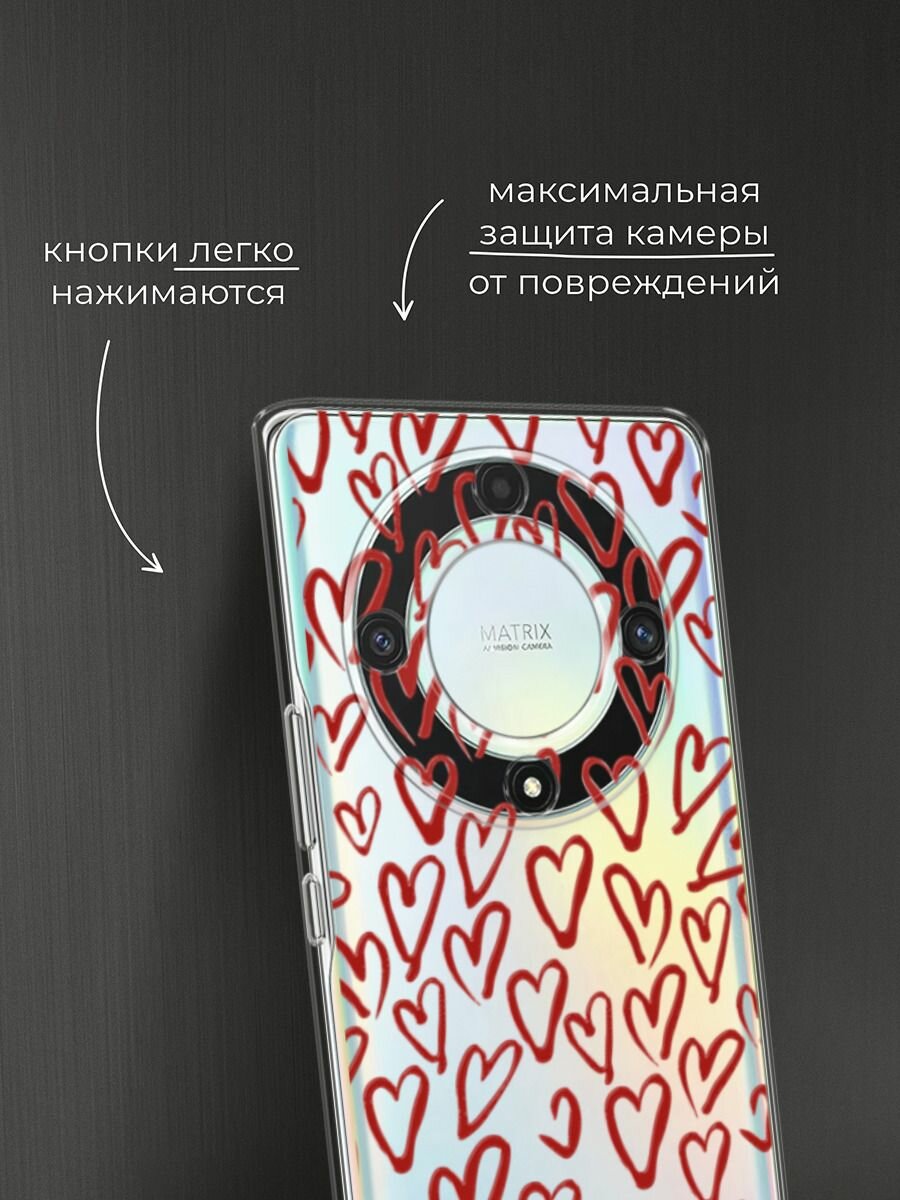 Чехол на Honor X9A / Хонор X9A с принтом "Легкие бордовые сердечки" — фото 1