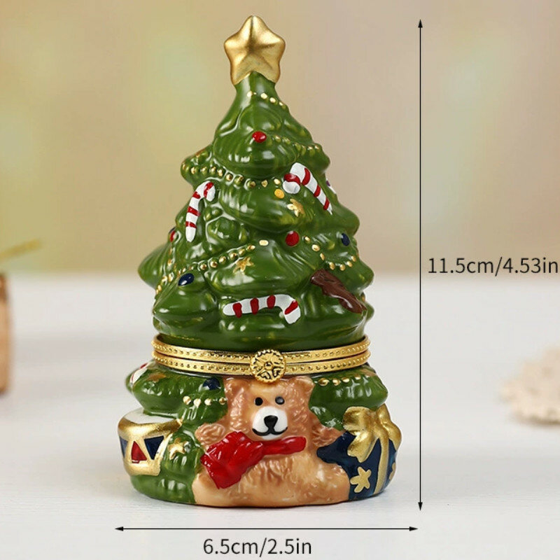 Holiday resin bear tree ornament with creative gift wrap for christmas festivities