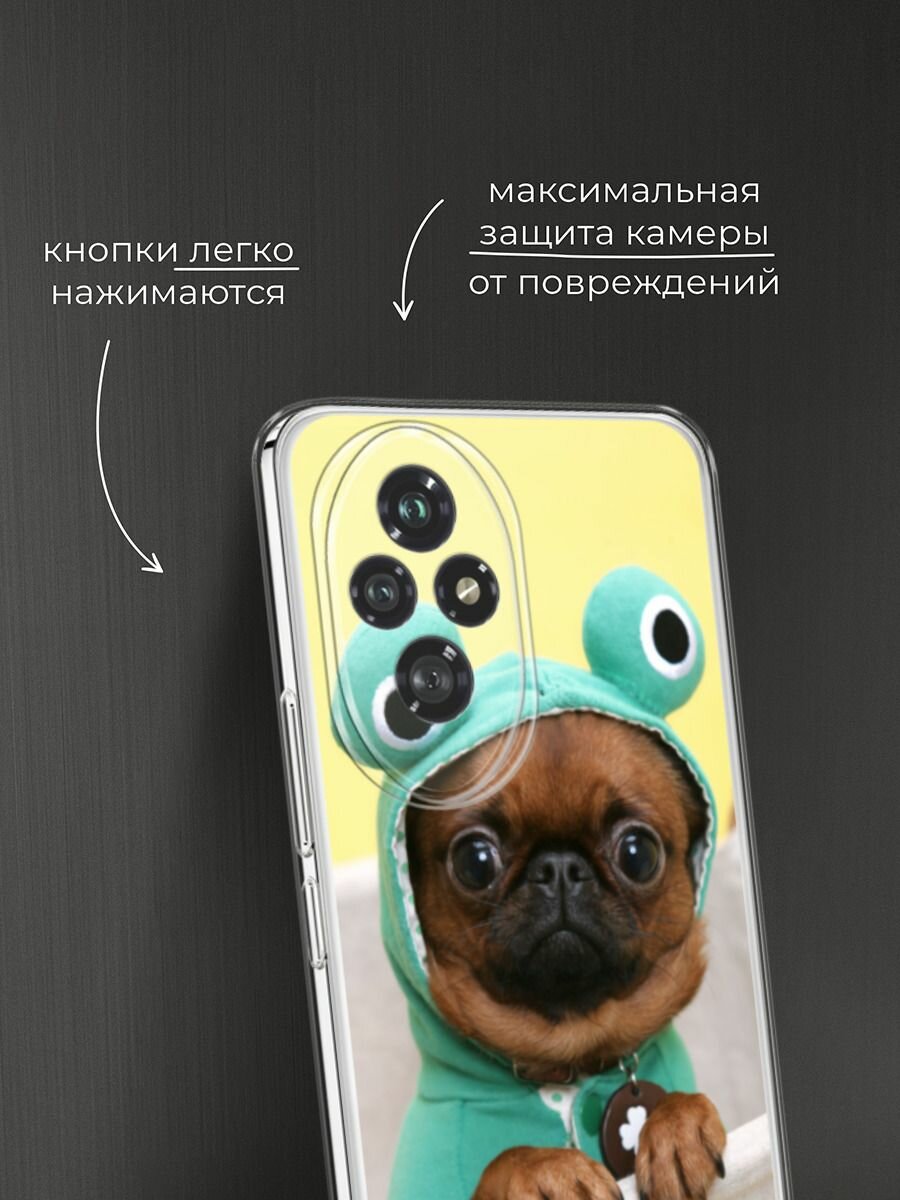 Чехол на Honor 200 / Хонор 200 с принтом "Собачка в шапке лягушки" — фото 1