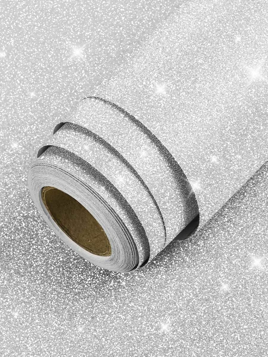 Самоклеящиеся PVC обои с 3D серебристым мелким мигающим рисунком, 0,45х3 м,2шт