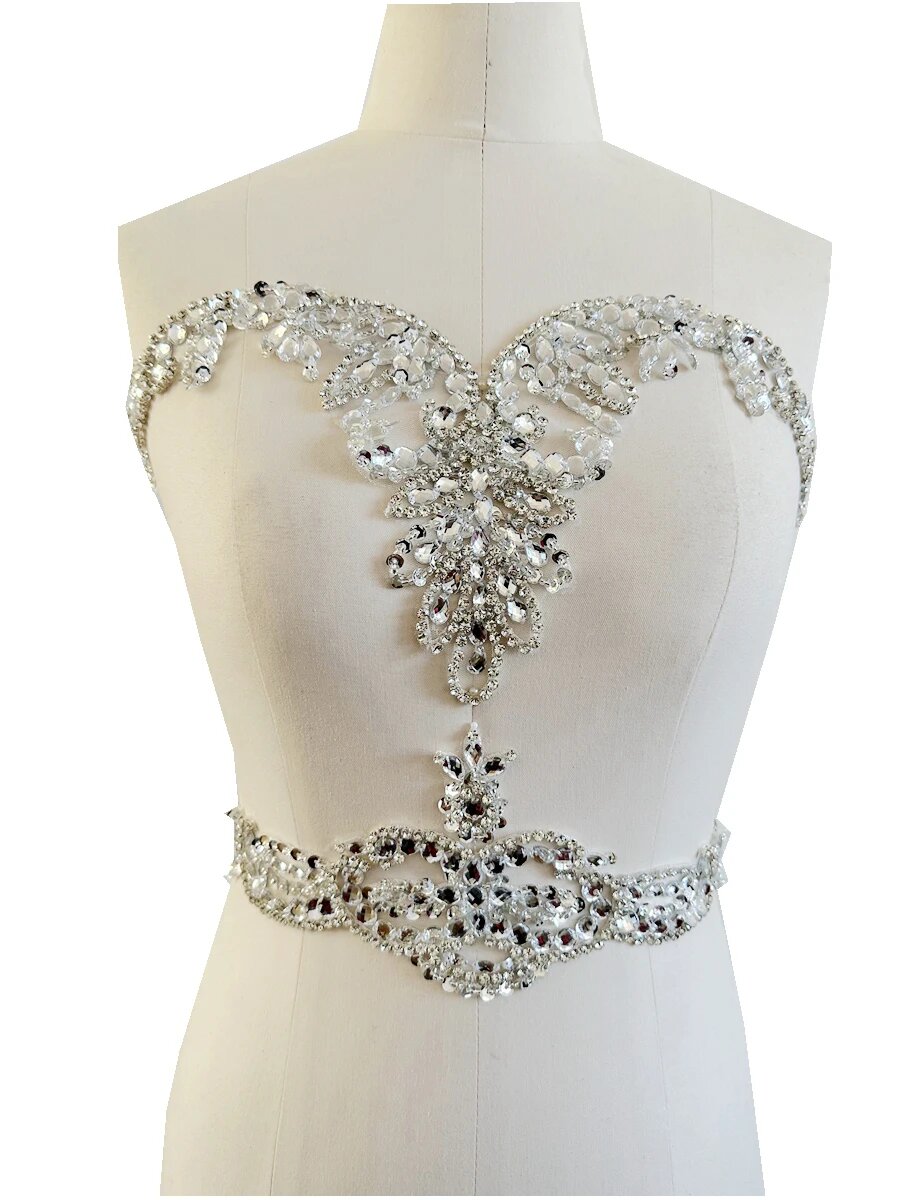 Патч с аппликацией из страз и бусин zbroh silver