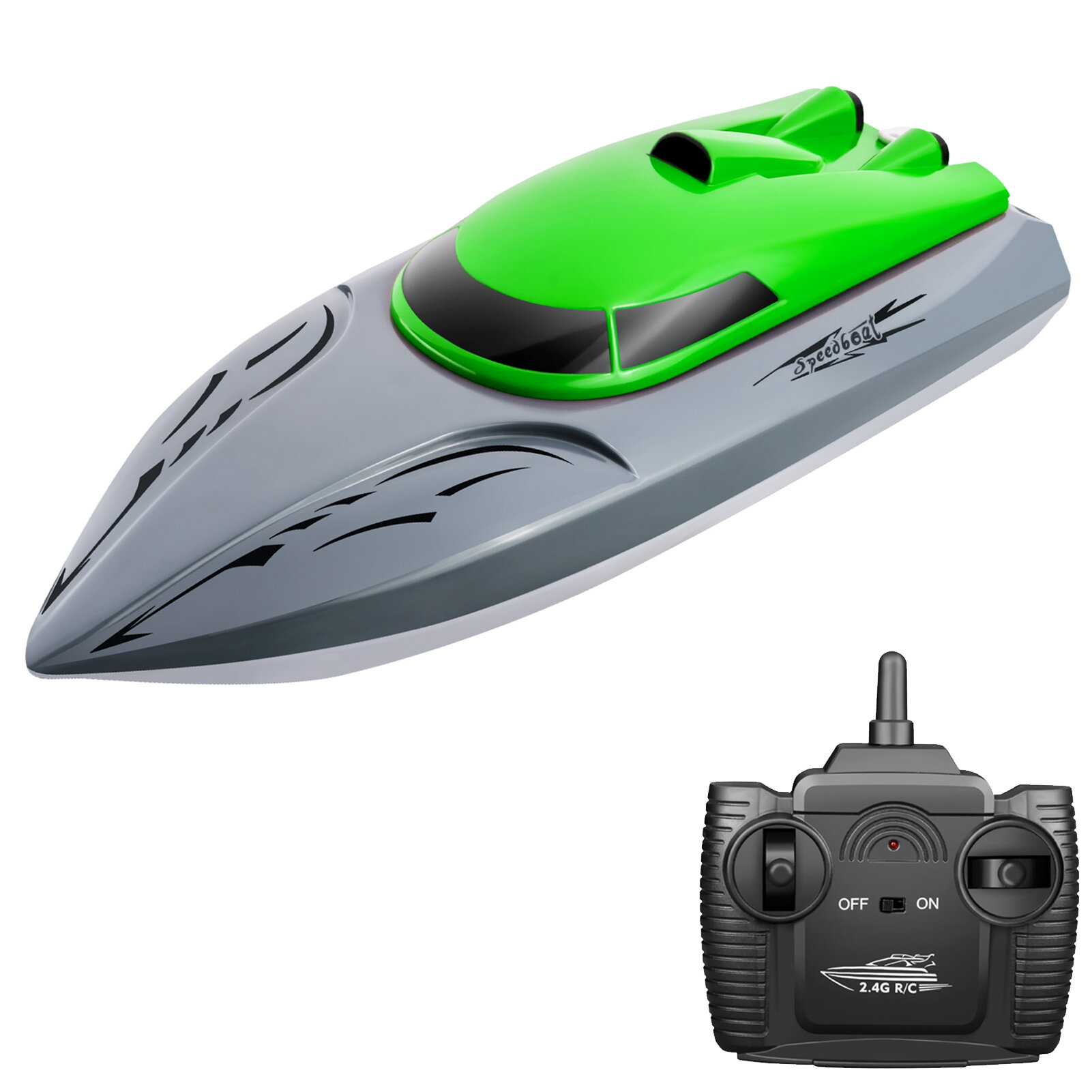 806 2.4G Радиоуправляемая Лодка RC Boat Скорость 20KM/h Водонепроницаемая Игрушка RC Лодка Для Гонок Подарок Детям Красный/Синий/Зеленый Размер 24*7.5*6.5cm Материал Пластик Мотор С Щетками Батарея 3.7V 500mAh