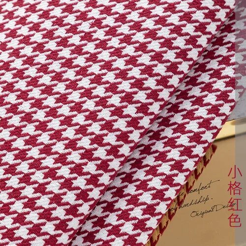 Хлопок и лен (гусиная лапка) 146 см Бордовый, red - small grid