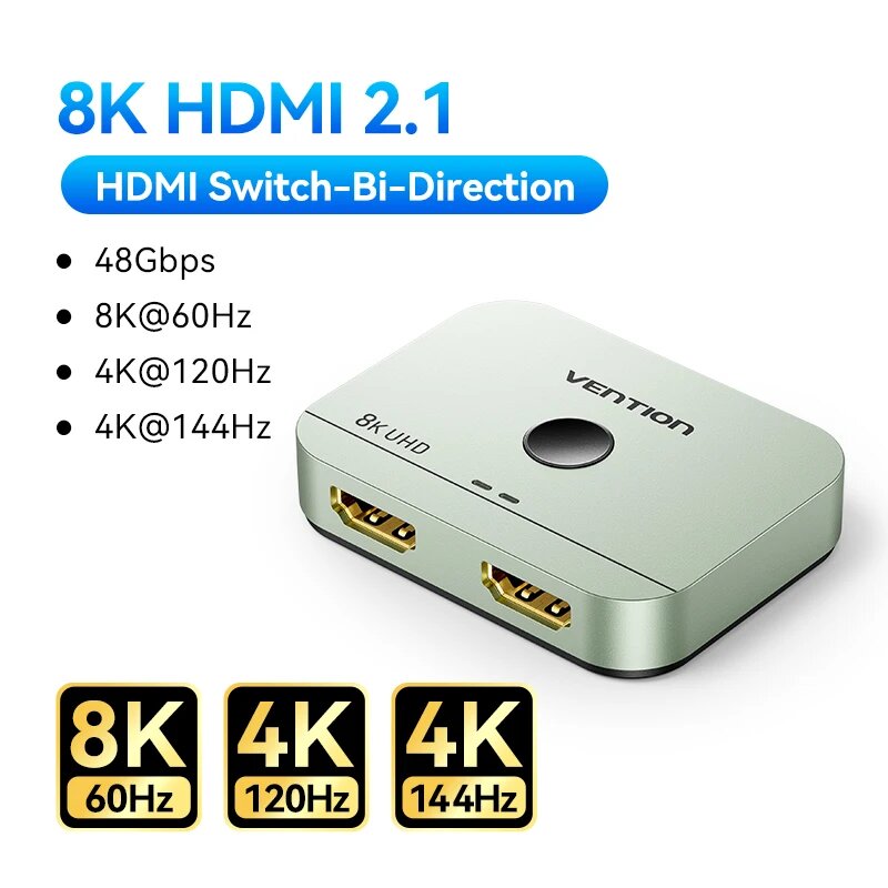 Vention HDMI 2.1 Переключатель 8K 2 в 1 HDMI 2.1-Green