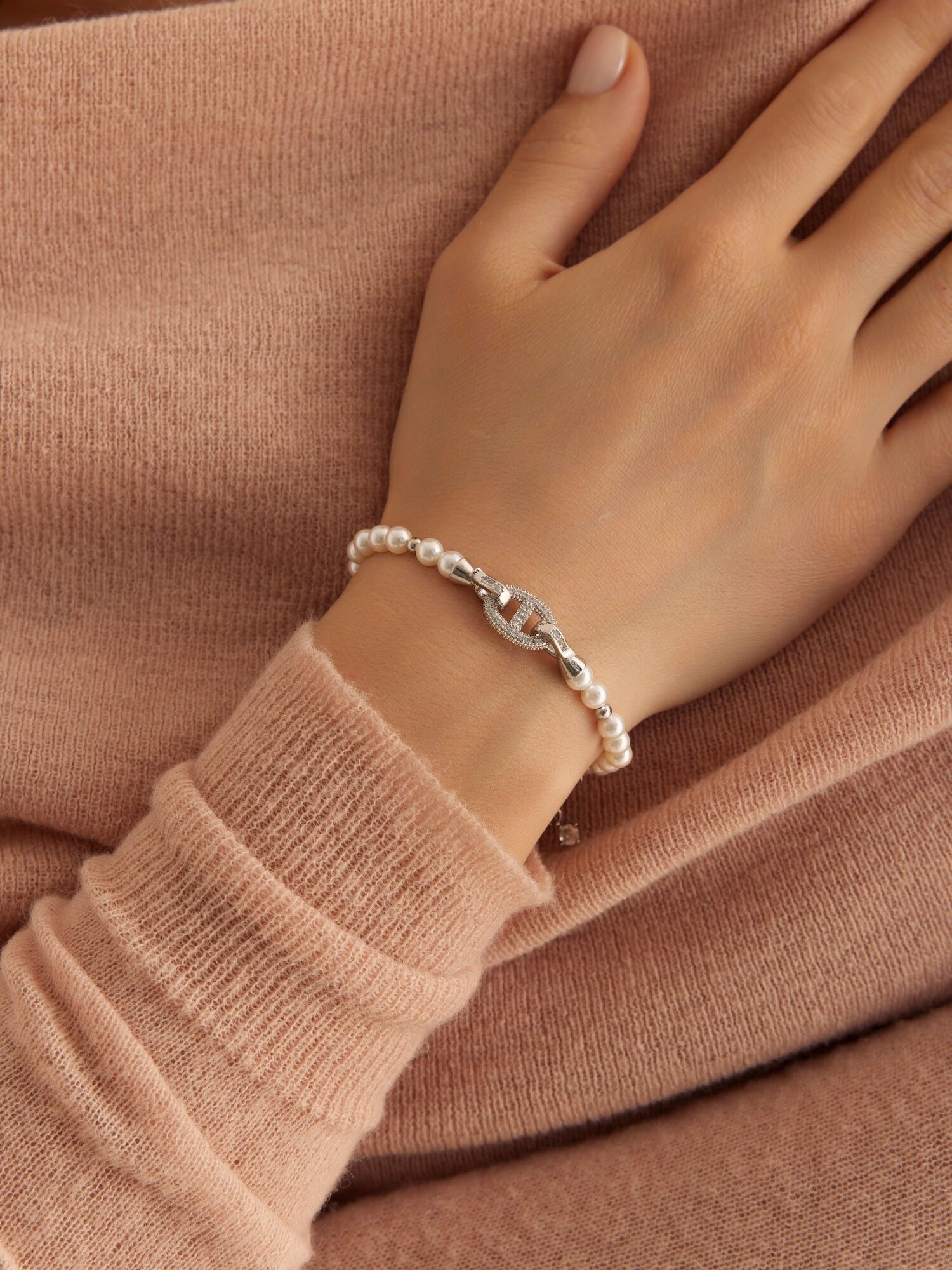 Браслет, жемчуг Swarovski синтетический