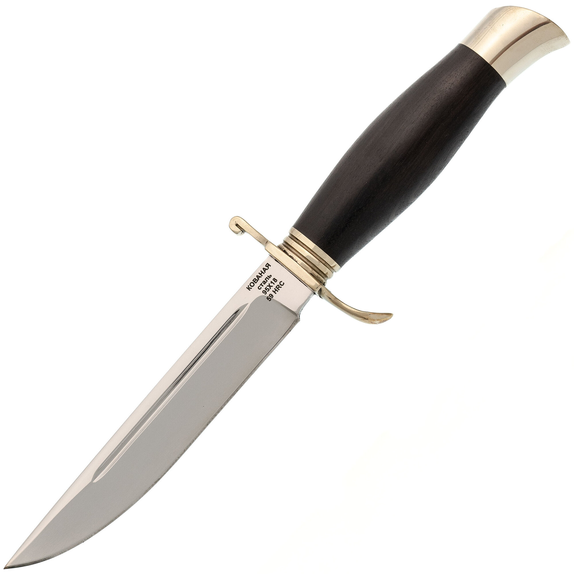 Нож Финка НКВД, кованая сталь 95х18, рукоять граб, мельхиор