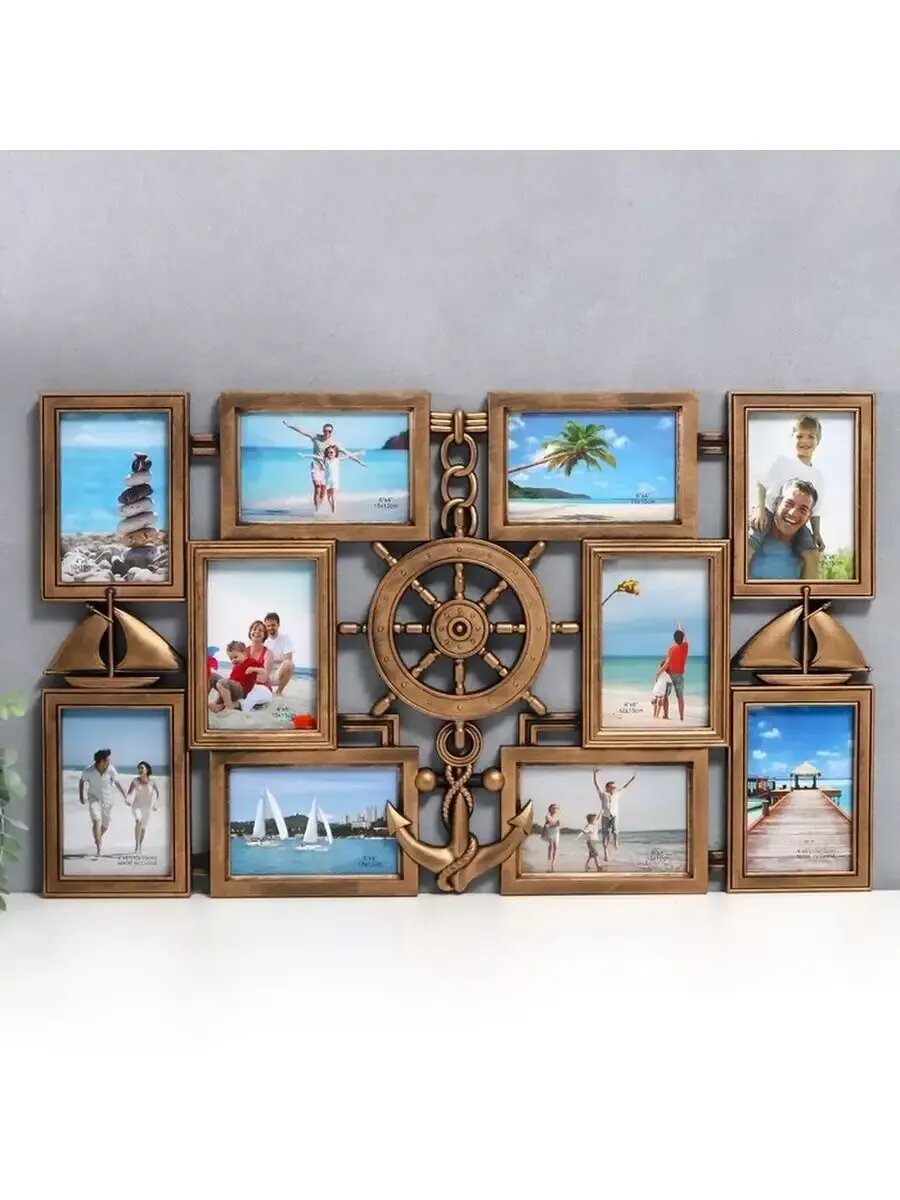 Фоторамка коллаж на 10 фото Якорь настенный