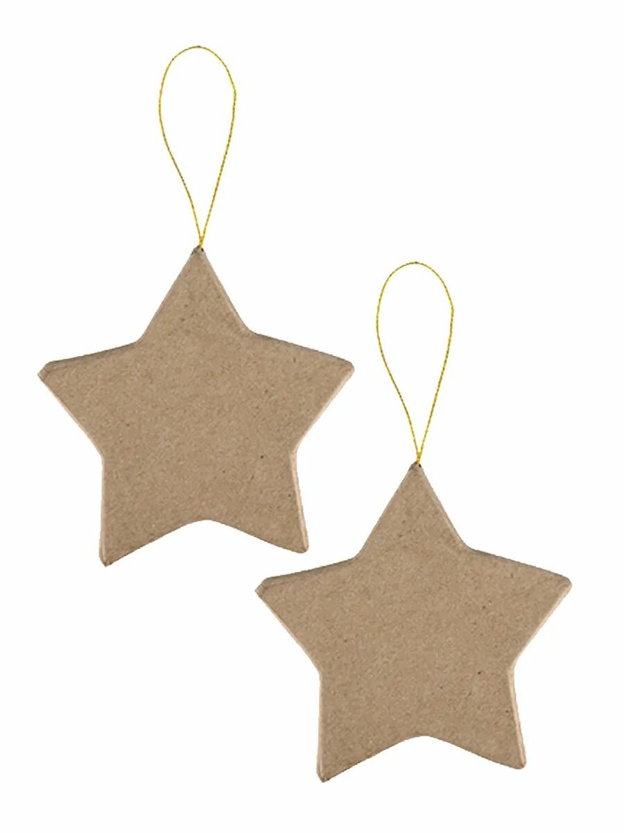 Заготовка для декорирования "Звездочка" папье-маше (2 шт, 10.2x10.2x1.2 см.)