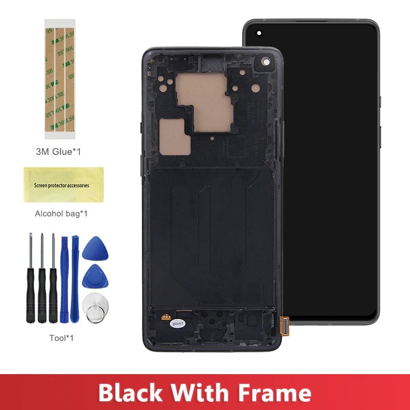 TFT 8Pro Дисплей для Oneplus 8 pro IN2023 IN2020 IN2021 ЖК-дисплей с дигитайзером Black With Frame