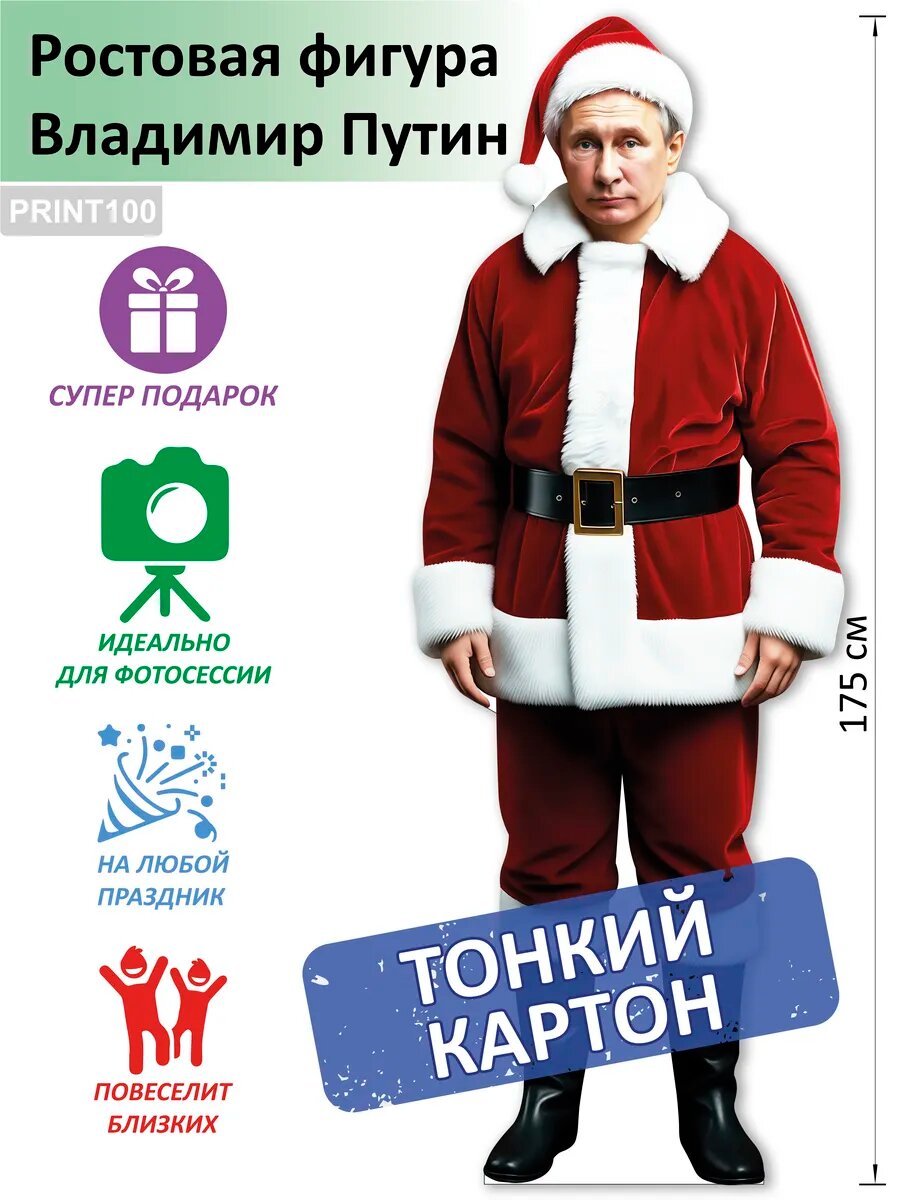 Владимир Путин вид 27 Ростовая фигура, Тонкий картон, (Print100.ru)