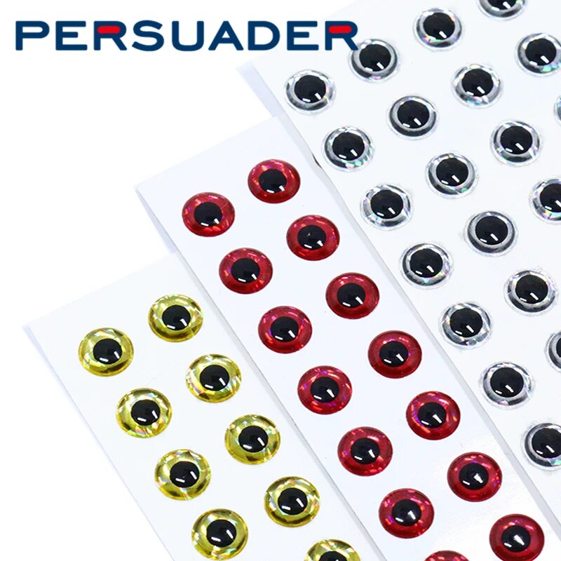 Persuader 80 шт./упак. 3 мм 5 мм 7 мм 9 мм 3D приманка для рыбалки глаза для наживки 3 цвета глаза для наживки форель стример мушки материалы для нахлыста