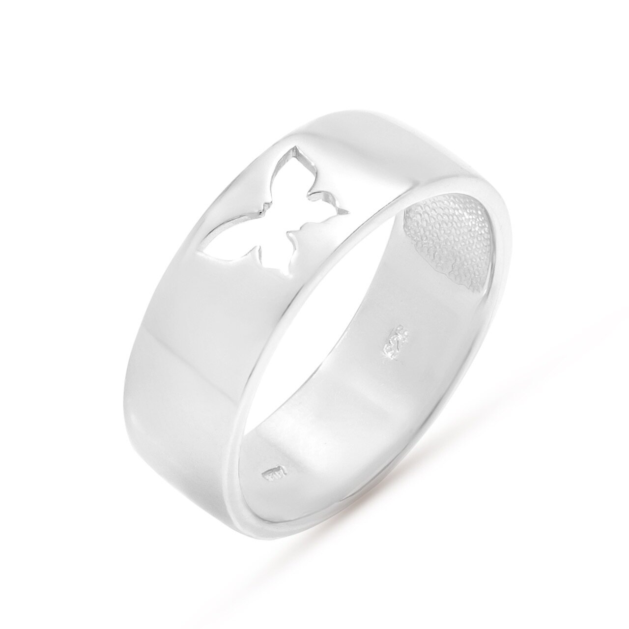 Кольцо широкое, серебро, 925 проба, родирование