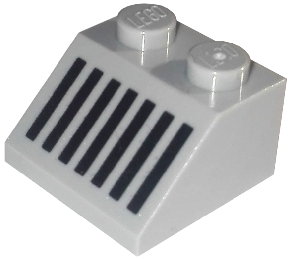 Slope 45 2 x 2 with Black Grille with 7 Vertical Lines Pattern, 3039p05 Light Bluish Gray N