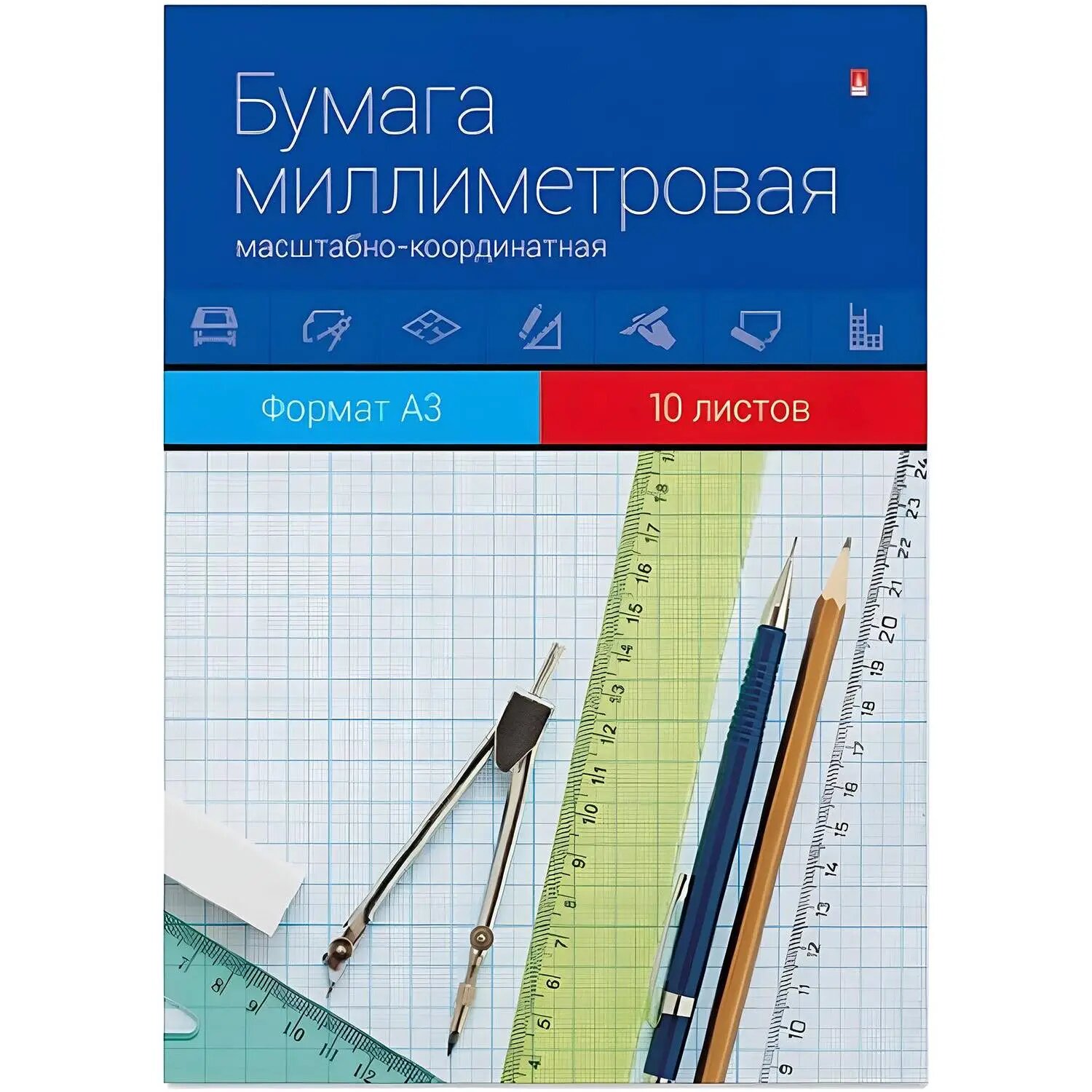 Бумага миллиметровая (А3.80г),10л/пач,(Б-К)