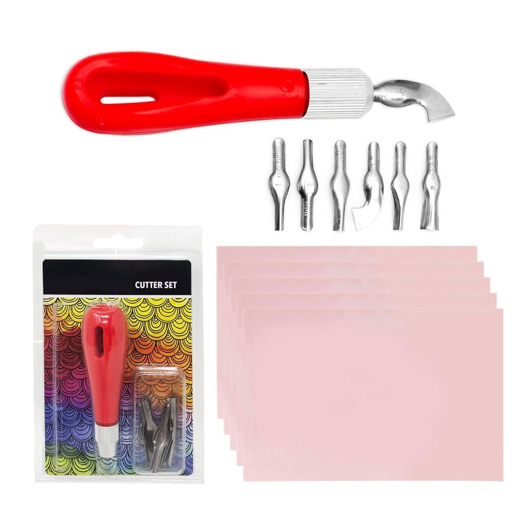 Резиновые блоки для резьбы с ножкой с инструментом резака, создание набора для печати, печати