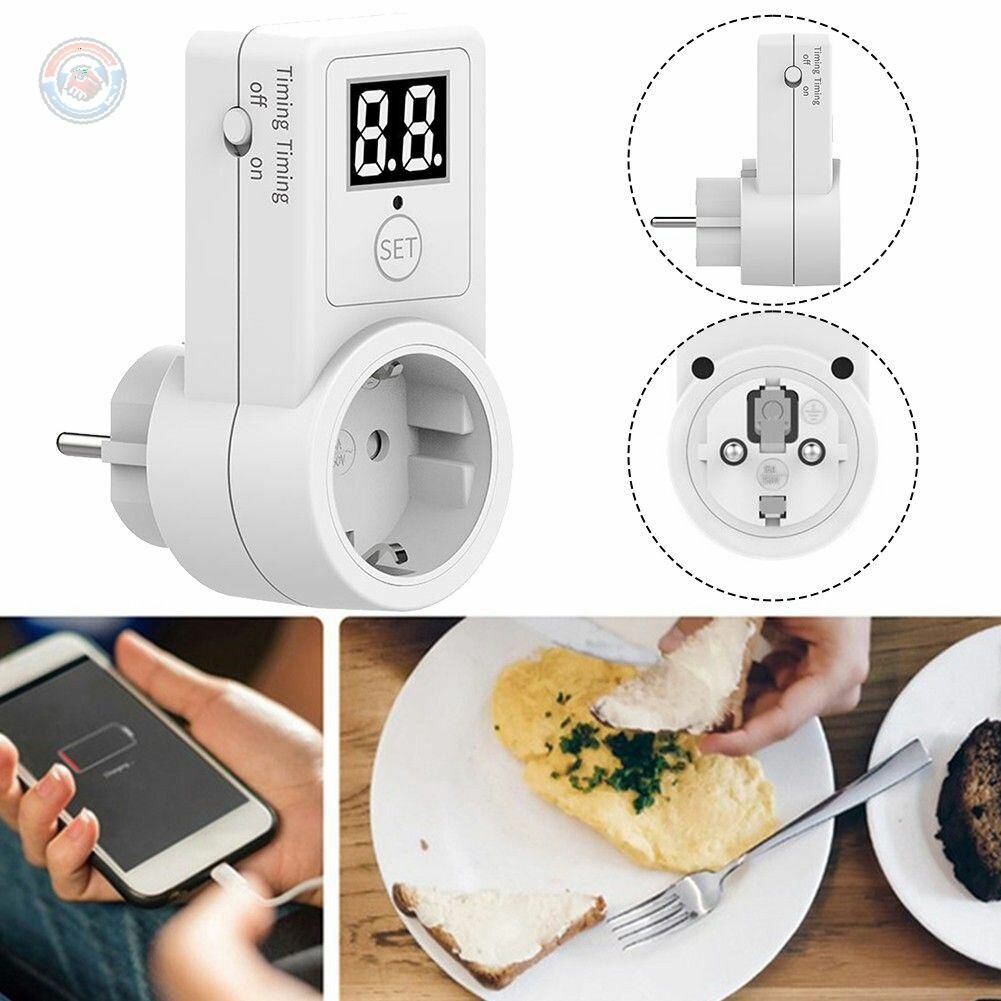 Умная розетка с таймером обратного отсчета, двухзначный дисплей, контроль времени зарядки, энергосбережение для дома и офиса