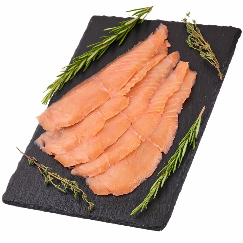 Семга слабосоленый нарезка 250г, Деликатеска, без консервантов, замороженная