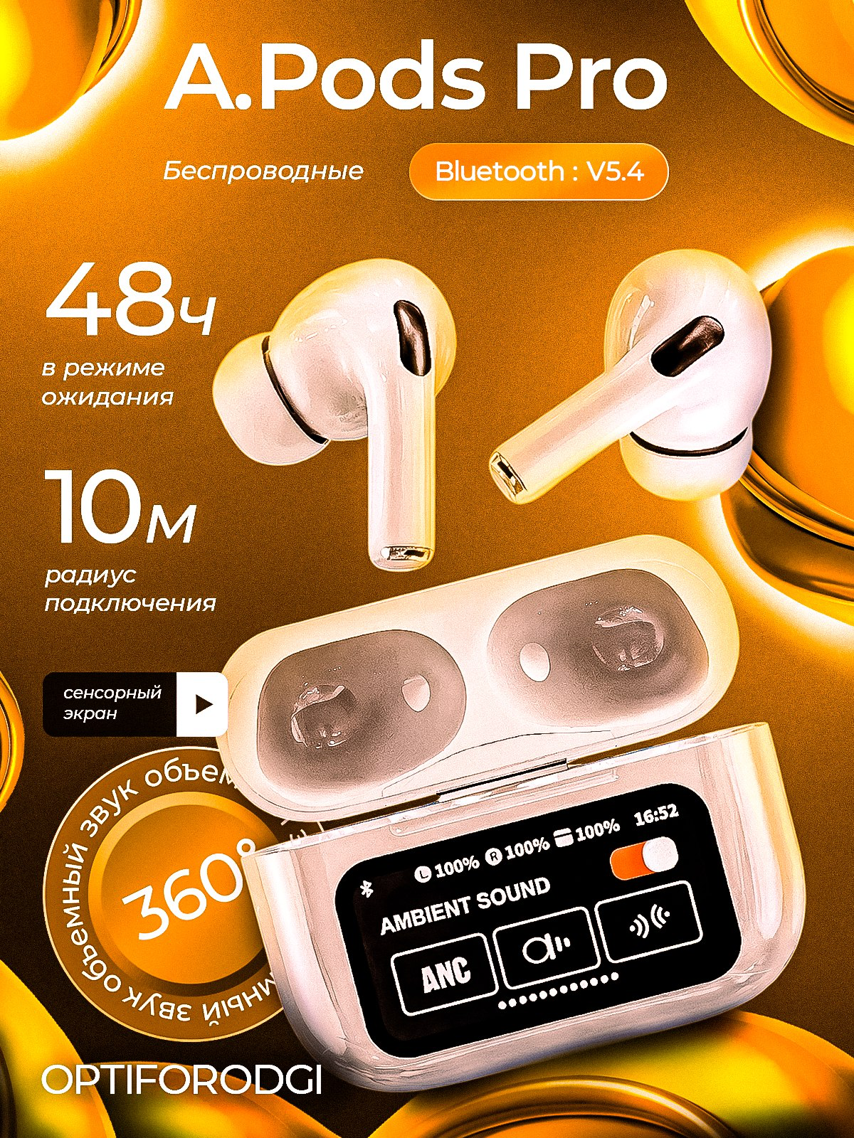 Беспроводные наушники OPTIFORODGI А. Pods Pro Цвет белый