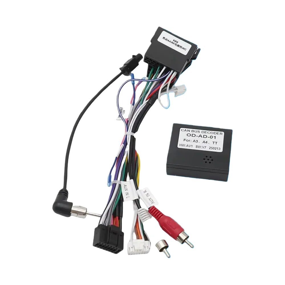 Адаптер жгута проводов CAN-шины декодера 16-контактный разъем RCA аудио автомобильный Android головное устройство проводка кабель для Audi A3 8P A4 B7
