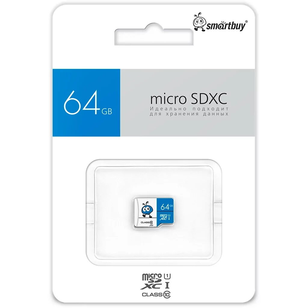 Smart Buy micro SDXC 64GB Class10 UHS-I BLUE (без адаптеров)