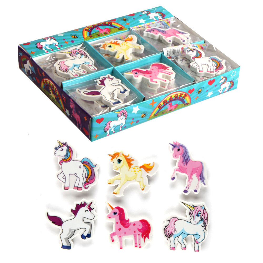 Ластик фигурный, 50*45*5 мм, каучук, ассорти 5 видов Единорог, В наборе 13 штук