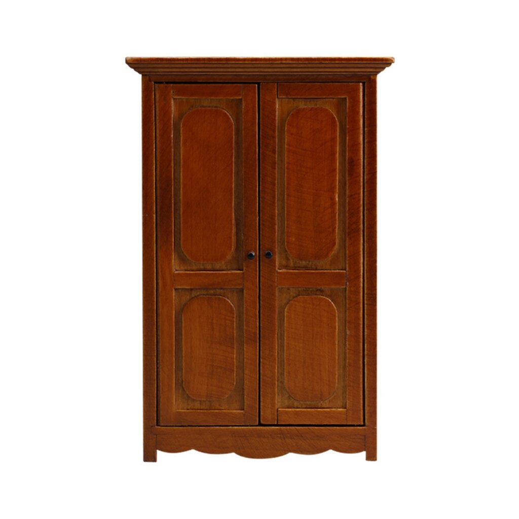 Doll House Wardrobe Wood Furniture Scene Display Accessory For Miniature Bedroom
