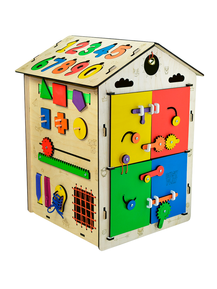 Бизиборд BUSYPLAY "Бизидом", развивающий, игровой, 40x55x40 см