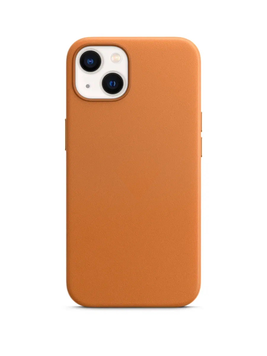 Кожаный чехол Магсейф для iPhone 14 Golden Brown / Анимация NFC / Leather Case Магсейф для Айфон 14 / Светло-коричневый