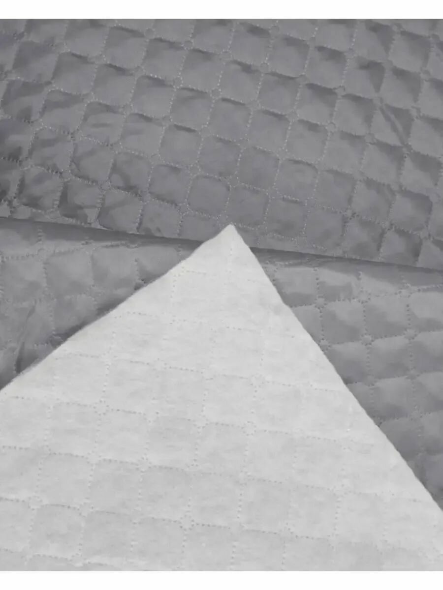 Ткань термостеганая подкладочная Таффета+синтепон, цвет светло-серый, ш-150 см, отрез 4 метра