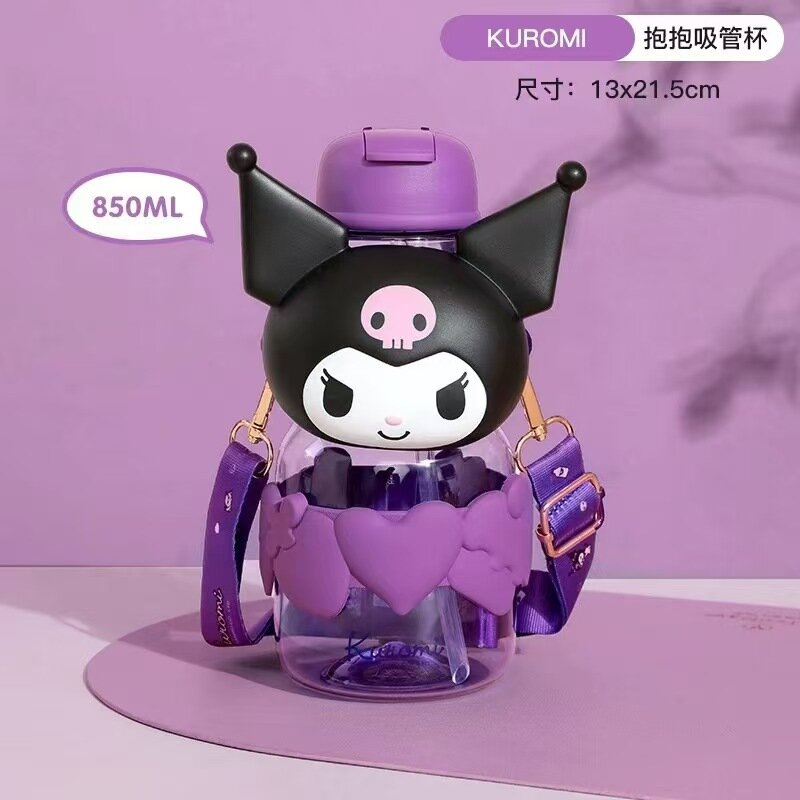Бутылка для воды Miniso Sanrio Kuromi, изготовлена из пластика, 850 мл, доступны различные модели.