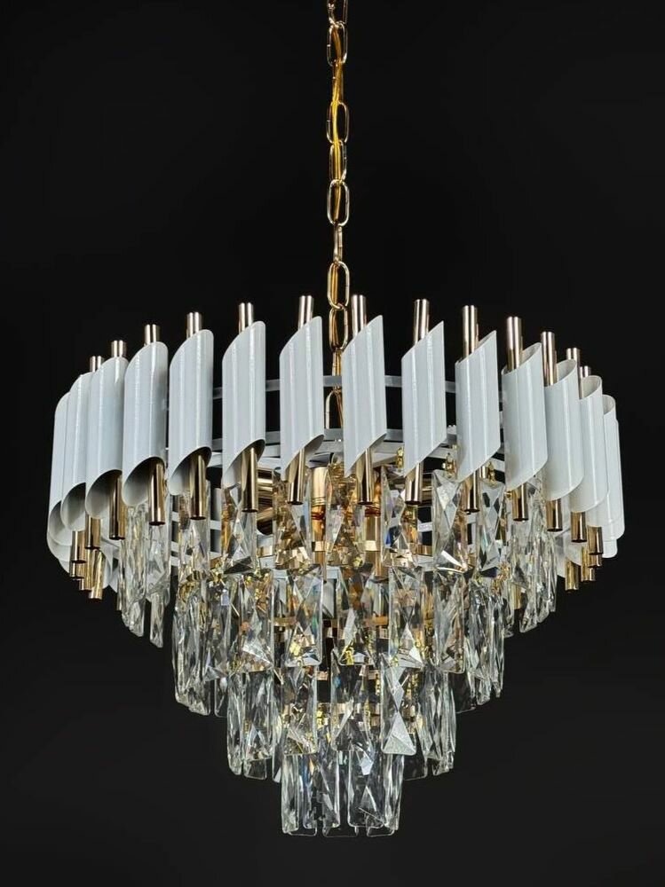 Люстра каскадная Crystal 500, белый цвет, цоколь E14 7 шт.