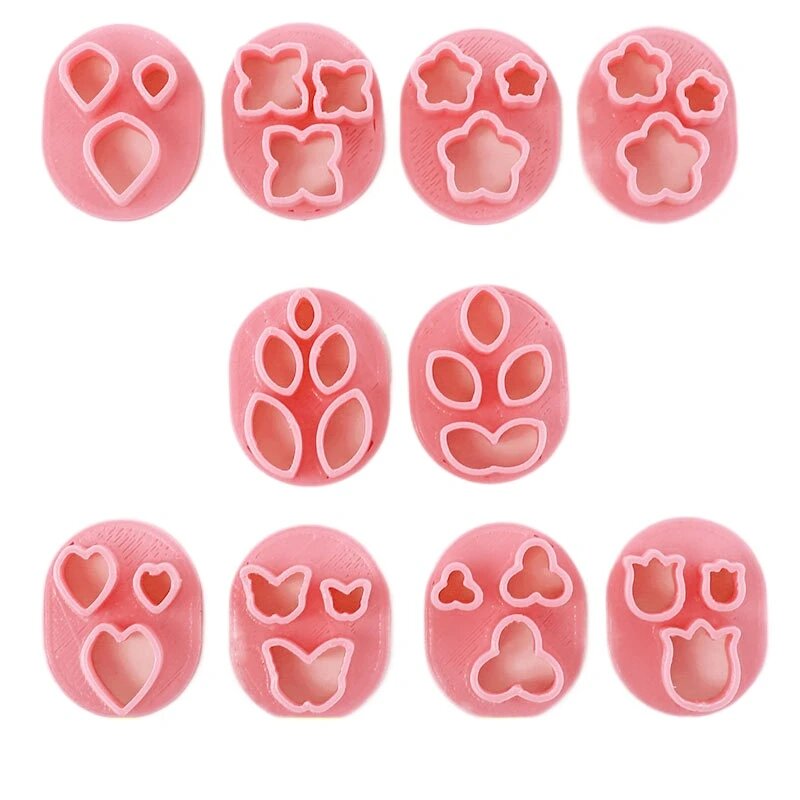 Набор форм для лепки из пластичной глины 10 шт. розового цвета