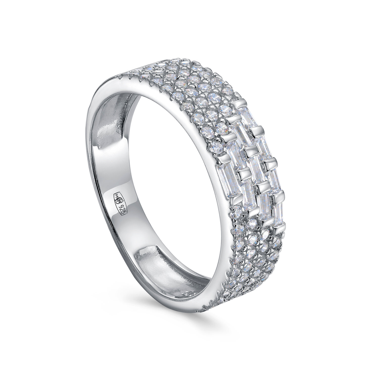 Кольцо, серебро, 925 проба, фианит