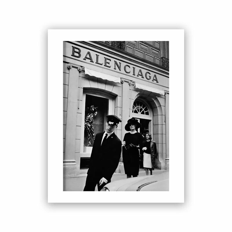 Плакат Balenciaga Париж Черно-белый 50x70 см
