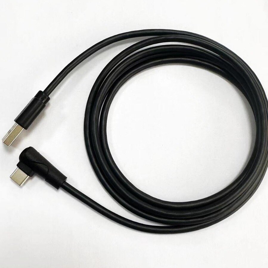 4-ядерный кабель USB-A в Type-C с 90-градусным изгибом, черный для iPhone/Android, быстрая передача данных и зарядка